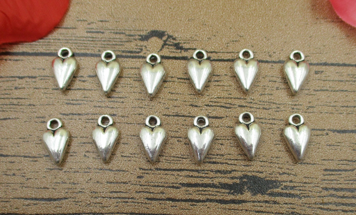 50 Heart Charmslove Pendantantique Silver Tone3d - Etsy