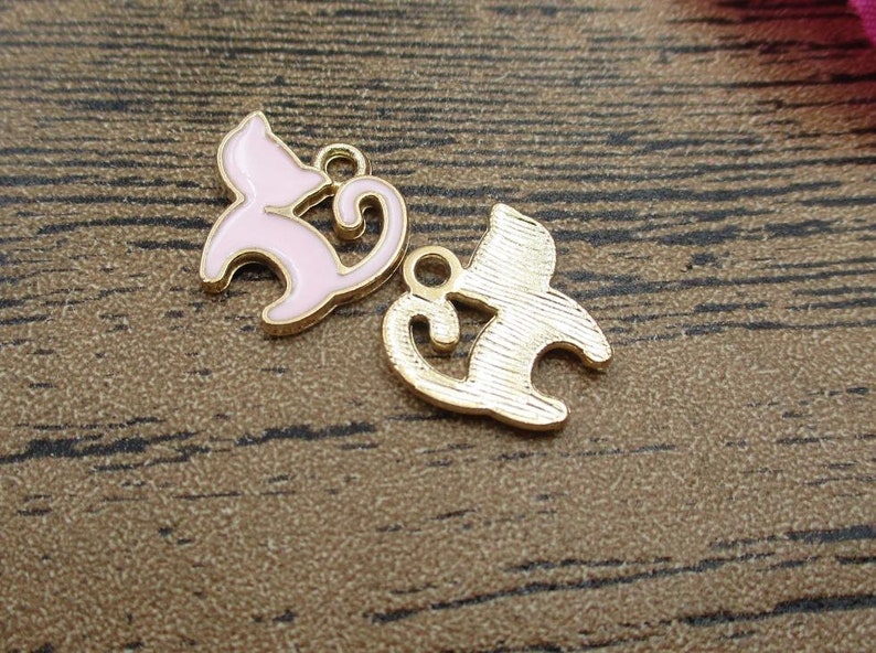 8 Pink Enamel Cat Charms-rs885 - Etsy