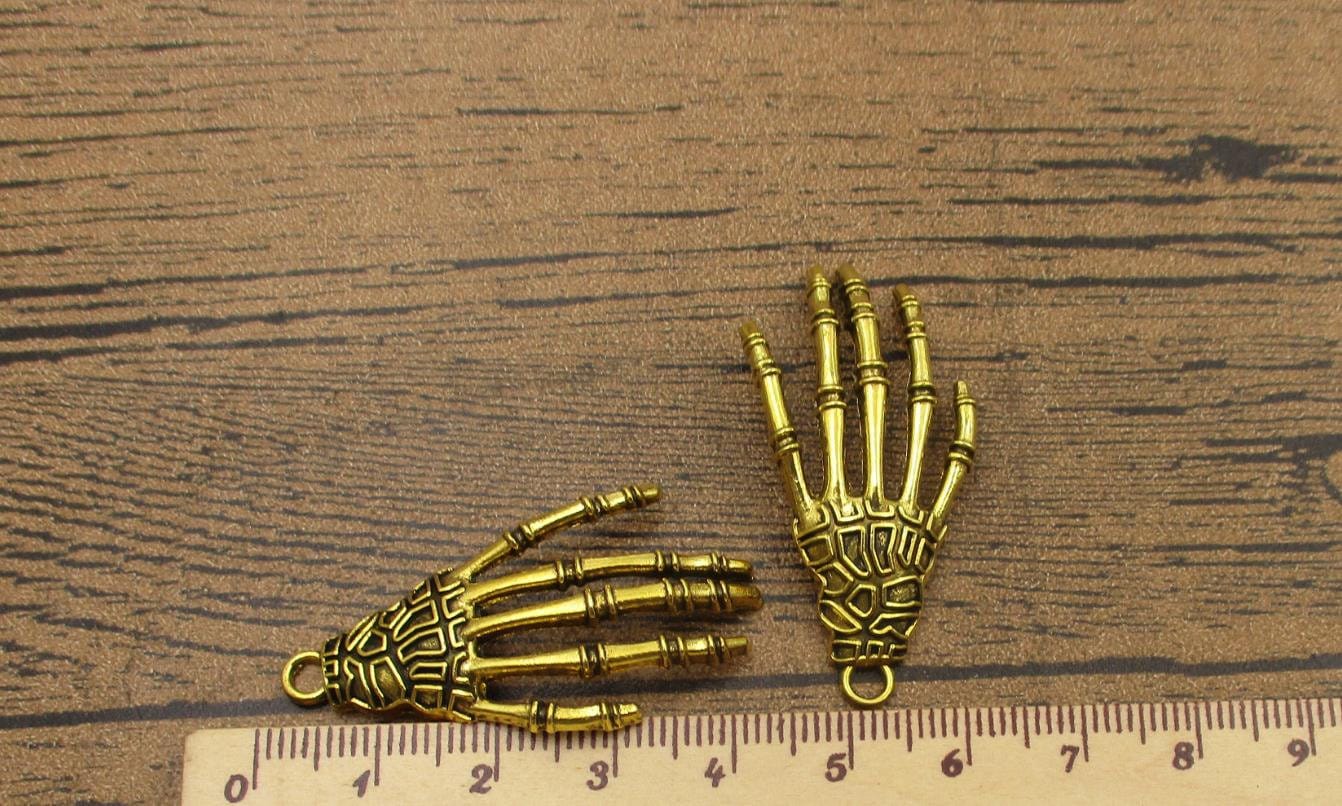 8 Skeleton Hand Charms Antique Gold Tone-rs493 | Etsy