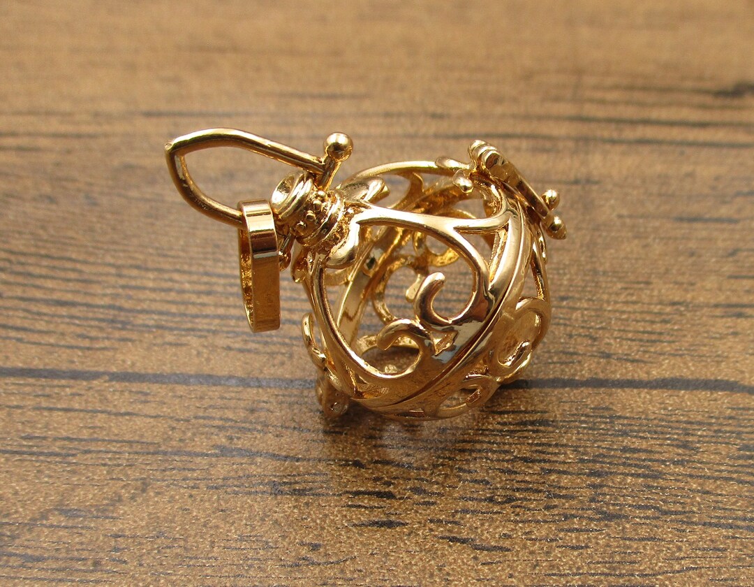 1 Hollow Pattern Cage Pendant,filigree Cage,kc Gold Frame,fitting 14 ...