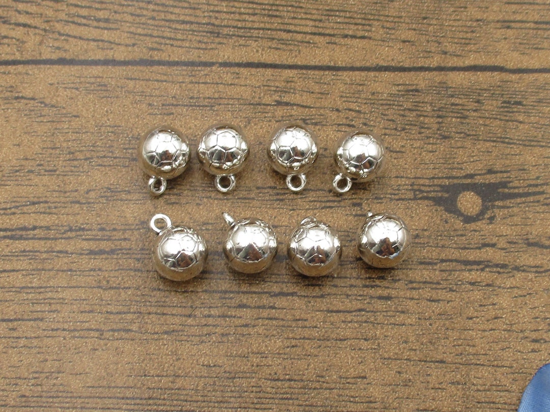 8 Round Soccer Ball Charms,silver Tone,3d Charms-rs1293 - Etsy