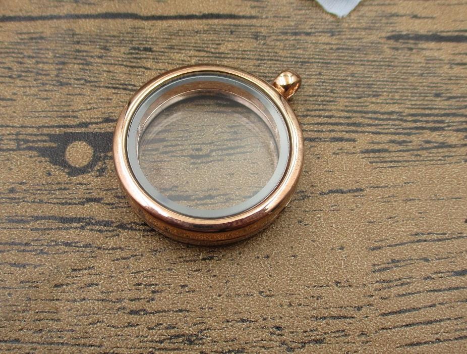 1 Round Glass Floating Locket Pendant,memory Lockets for Necklace Rose ...