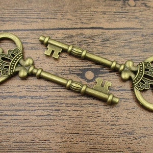 4 Large Key Charms, Antique Bronze Tone,double Sided-rs777 - Etsy