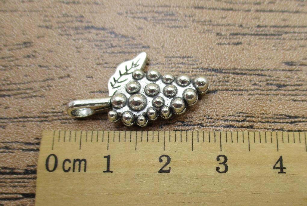 12 Bunch of Grapes Charms Antique Silver Tone Double Sided | Etsy
