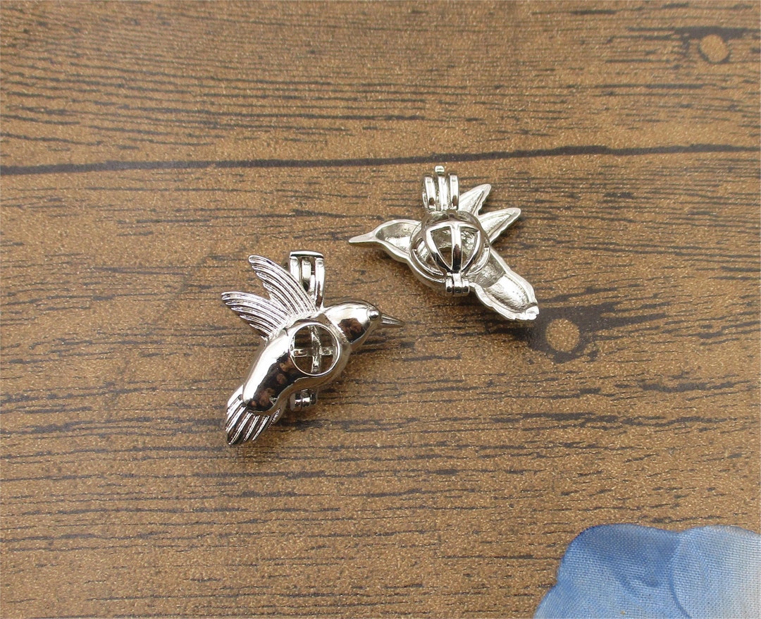 2 Flying Bird Charms,cage Pendants for 8mm Pearls or Gemstones,antique ...