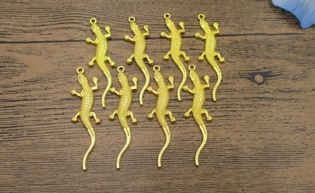 8 Lizard Charms,gold Color-rs944 - Etsy