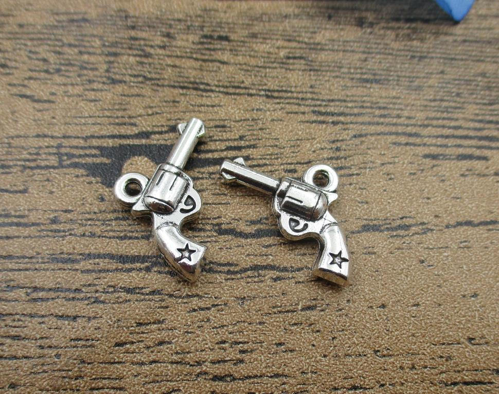 20 Gun Charms Antique Silver Tone Double Sided-RS758 | Etsy
