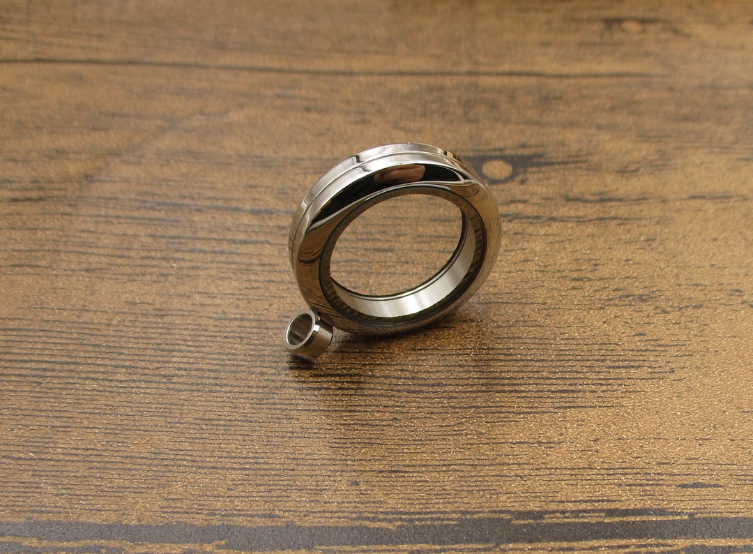 1 Stainless Steel Round Glass Floating Locket Pendant,rotate to Open ...