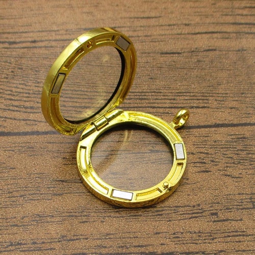 1 Round Glass Floating Locket Pendantgolden Openable - Etsy UK