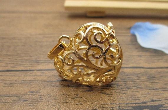 1 Big Filigree Cage Charm Heart-shaped Fit 24x24x8mm Gold | Etsy