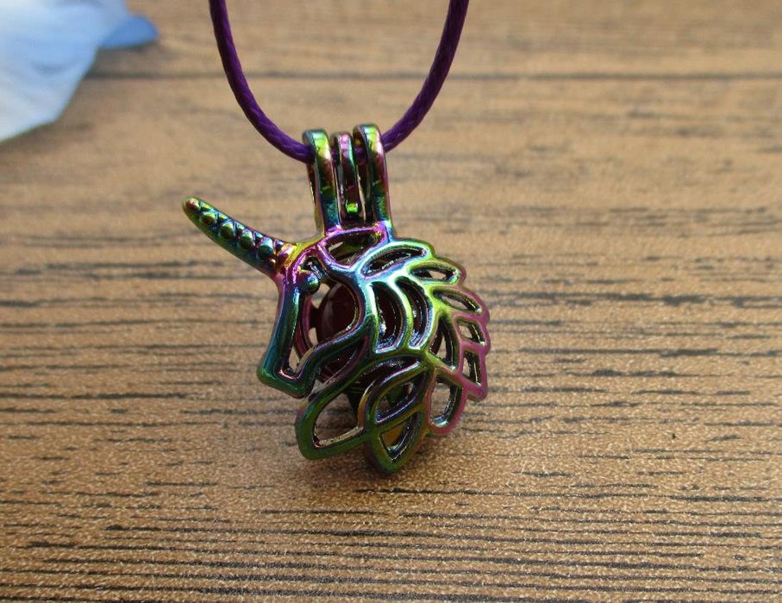 2 Unicorn Head Pearl Cage Pendants for 8mm Beads,rainbow Color-ts159 - Etsy