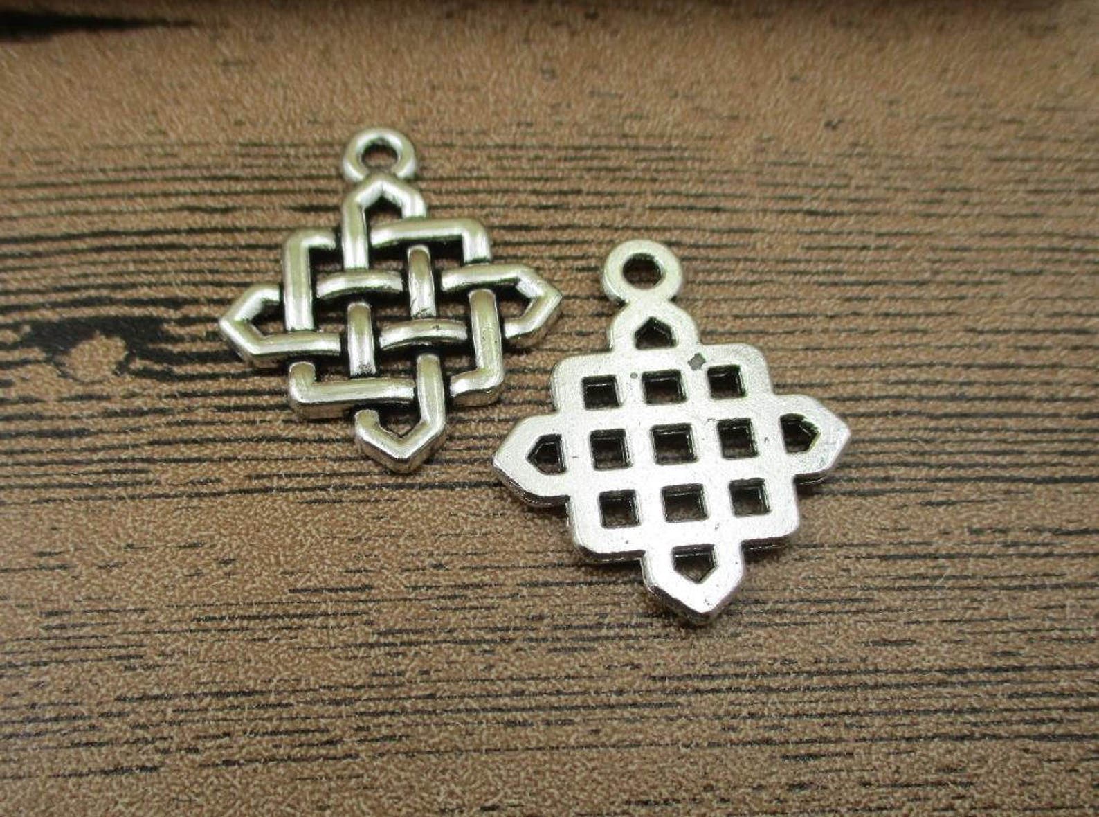 12 Chinese Knot Charms Antique Silver Tone-rs182 - Etsy