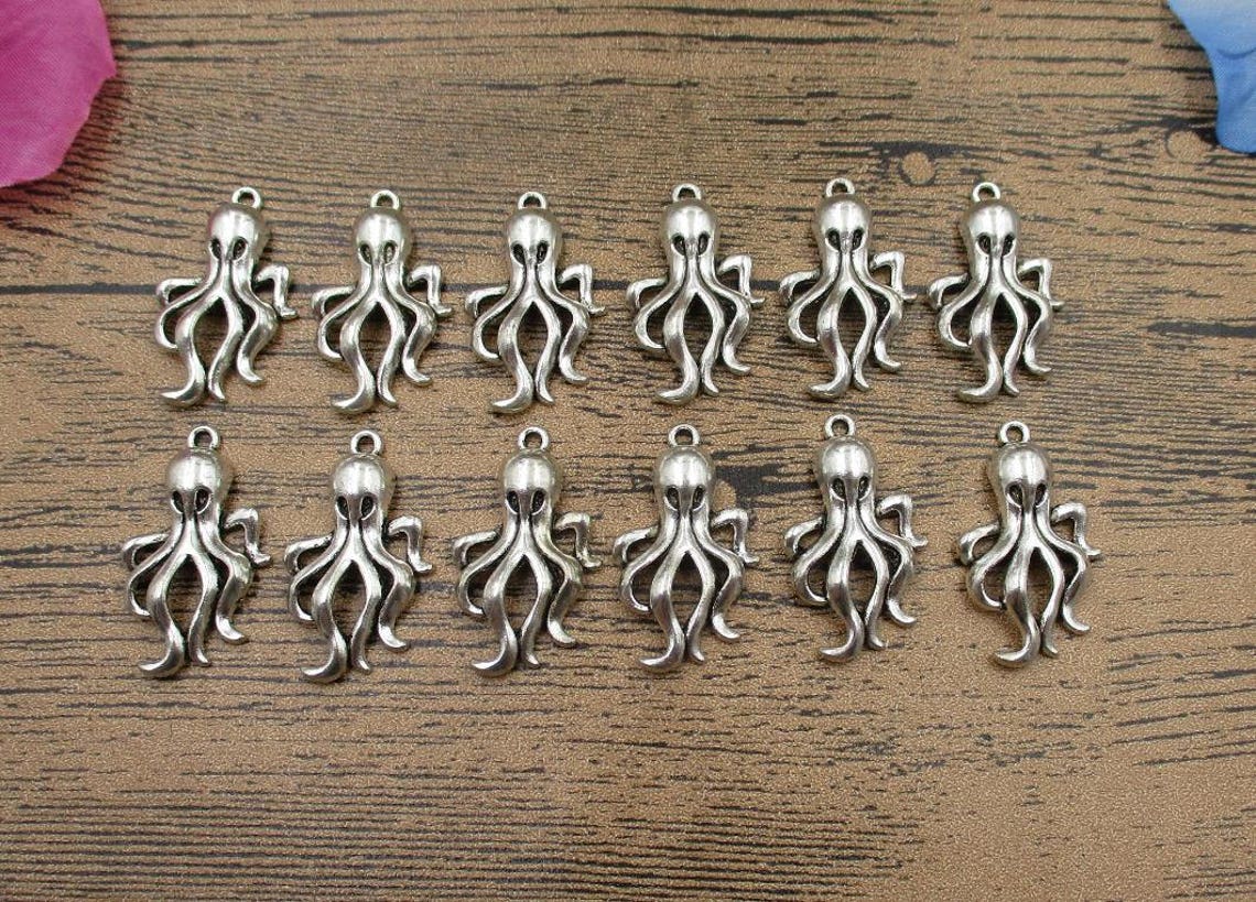 20 Octopus Charms,antique Silver Tone-rs728 - Etsy