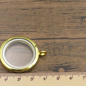 1 Round Glass Floating Locket Pendant,golden Openable Pendant,memory ...