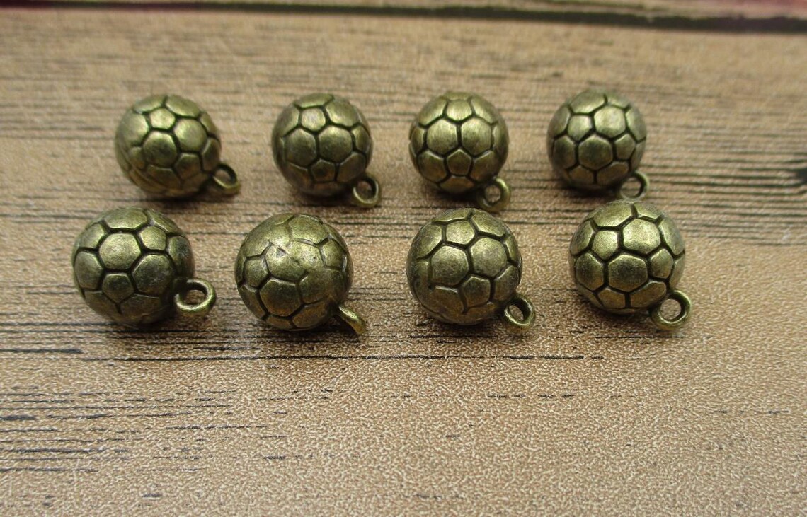 8 Round Soccer Ball Charms antique Bronze Tone 3D - Etsy