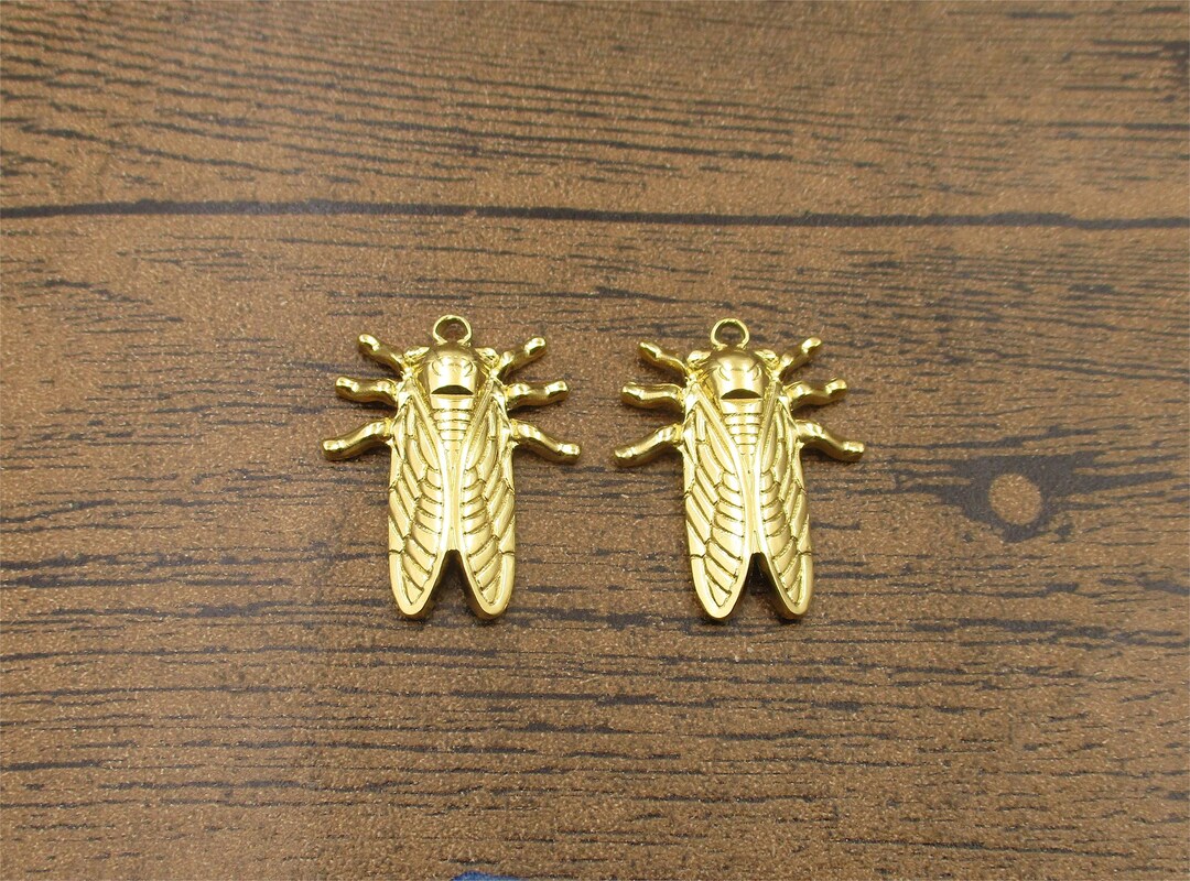 2 Stainless Steel Cicada Charms Gold Color-ss1059 - Etsy