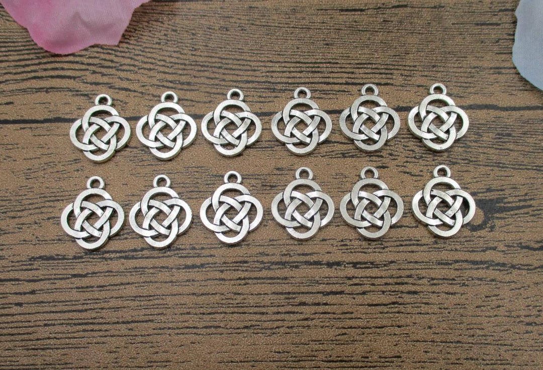 20 Chinese Knot Charms Antique Silver Tone Double Sided-rs763 - Etsy