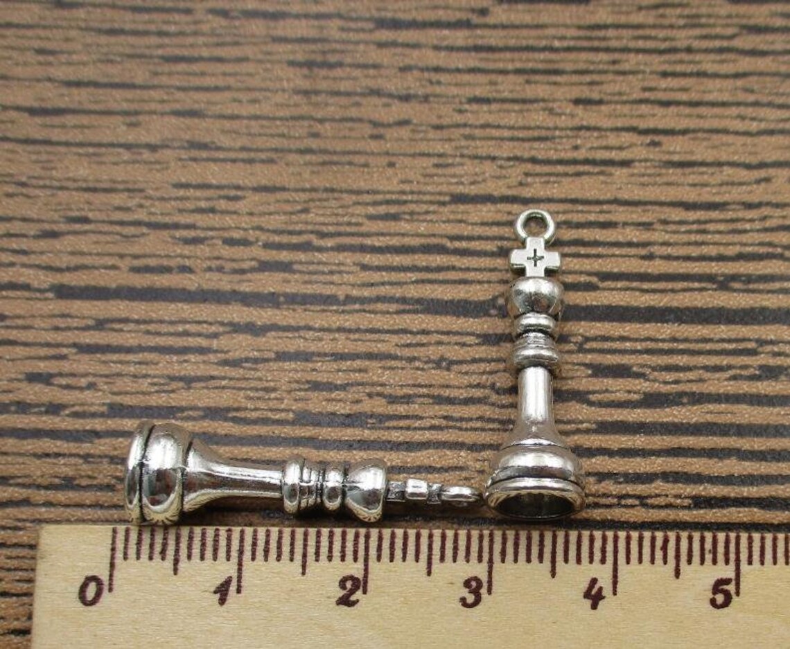 12 Chess Charms-kingantique Silver Tone 3D Charms-rs431 - Etsy