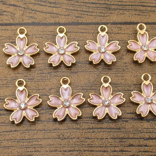 8 Sakura Charmspink Plated Enamel With a Diamond-rs965 - Etsy