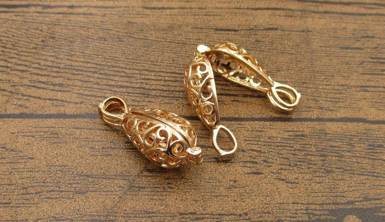 2 Filigree Cage Locket Pendantmetal Hollowedkc Gold | Etsy