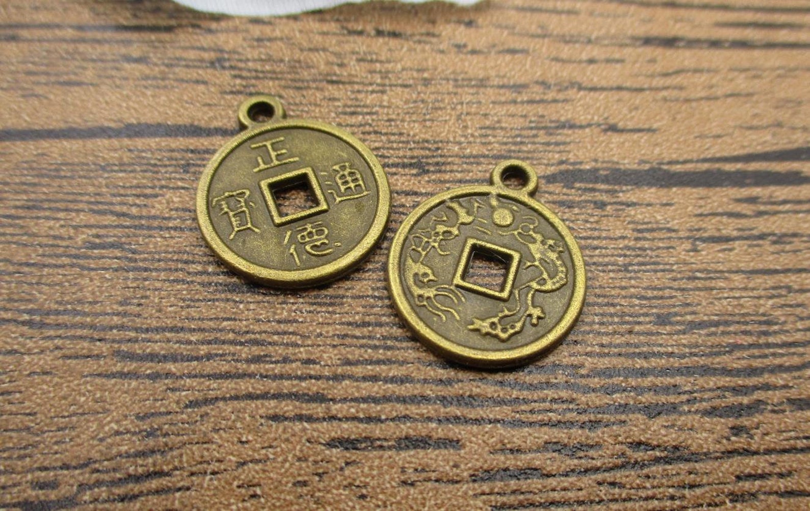 20 China Ancient Coin Charms Antique Bronze Tone-RS999 | Etsy