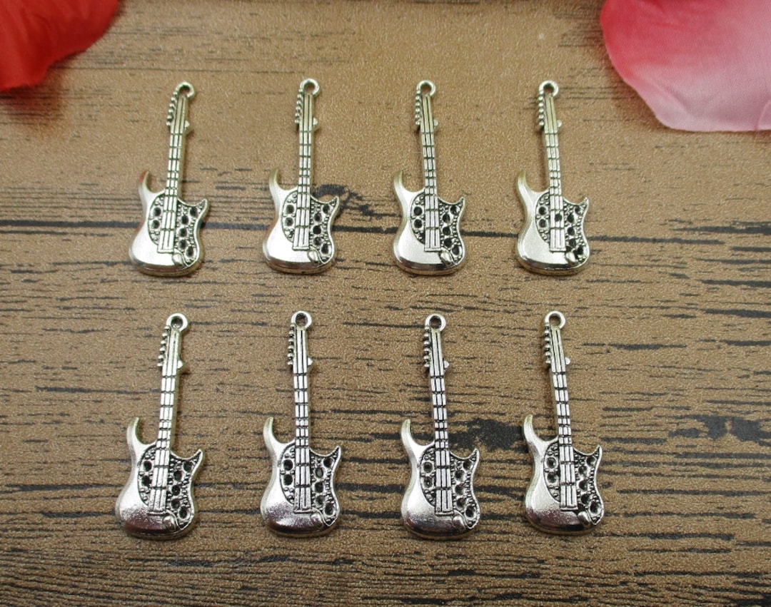 12 Guitar Charms ,antique Silver Tone -RS358 - Etsy