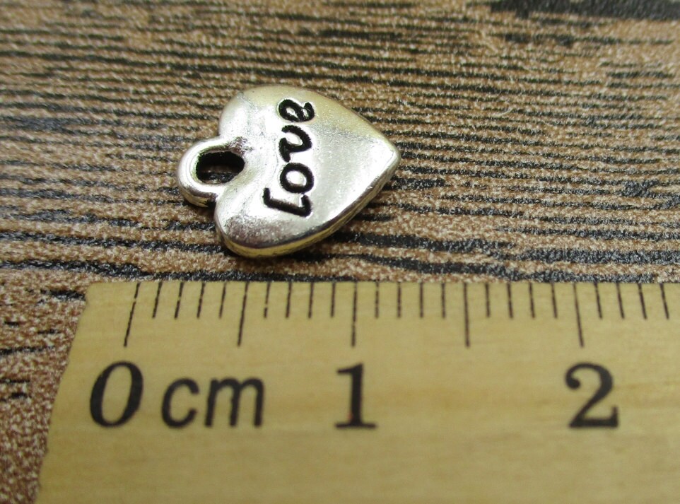 50 Heart Charmslove Pendantantique Silver Tonedouble - Etsy