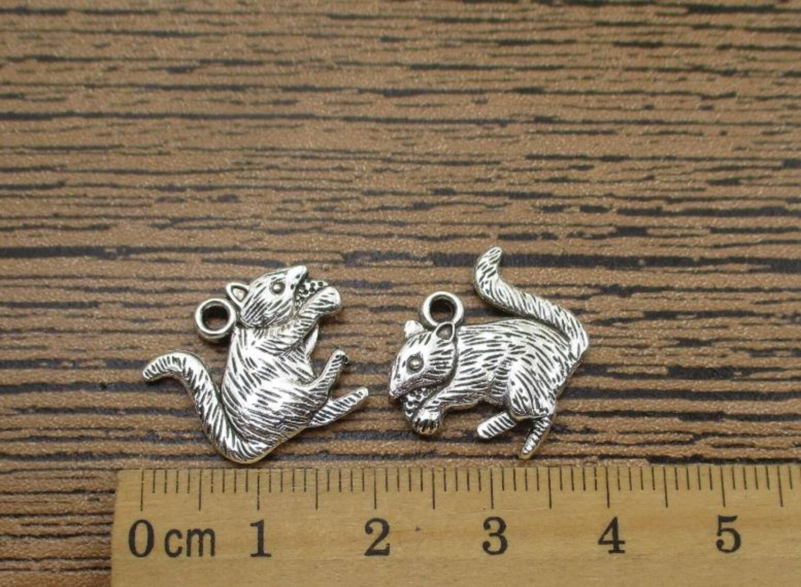 20 Squirrel CharmsAntique Silver Tone Double Sided-RS701 | Etsy