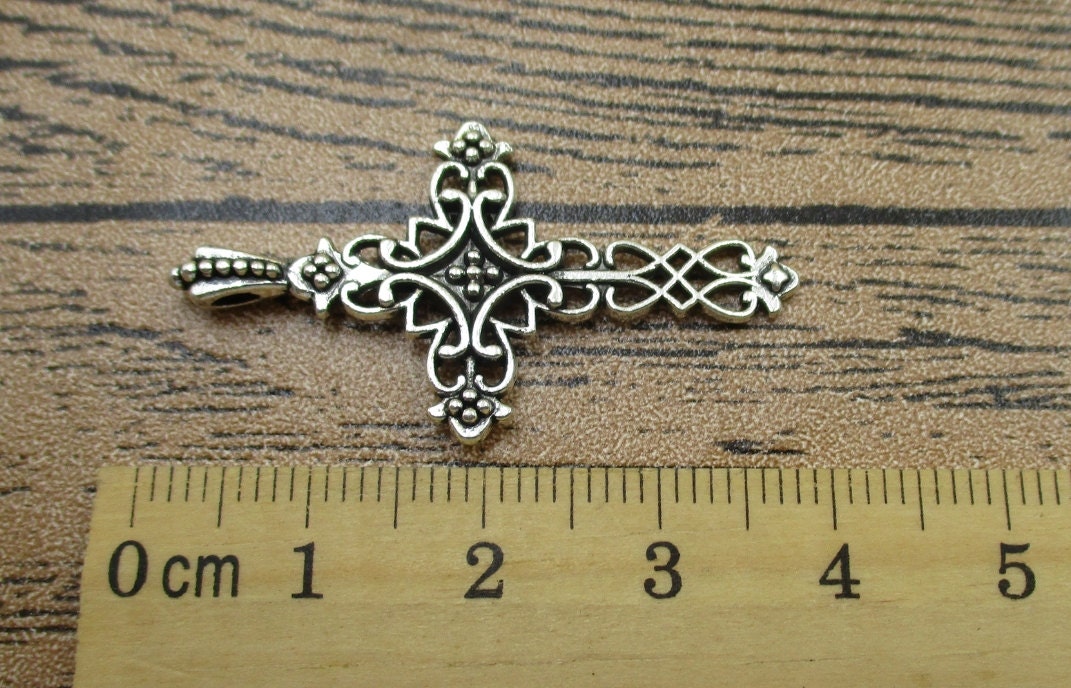 8 Filigree Cross Charmsantique Silver Tone-rs284 | Etsy