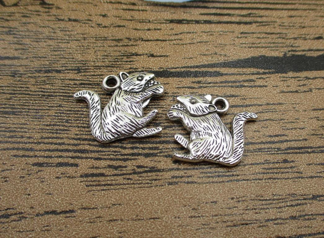 20 Squirrel CharmsAntique Silver Tone Double Sided-RS701 | Etsy