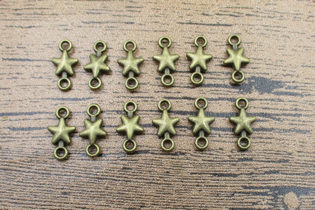 50 Little Star Connector Charms,antique Bronze Tone,double Sided-rs166 ...