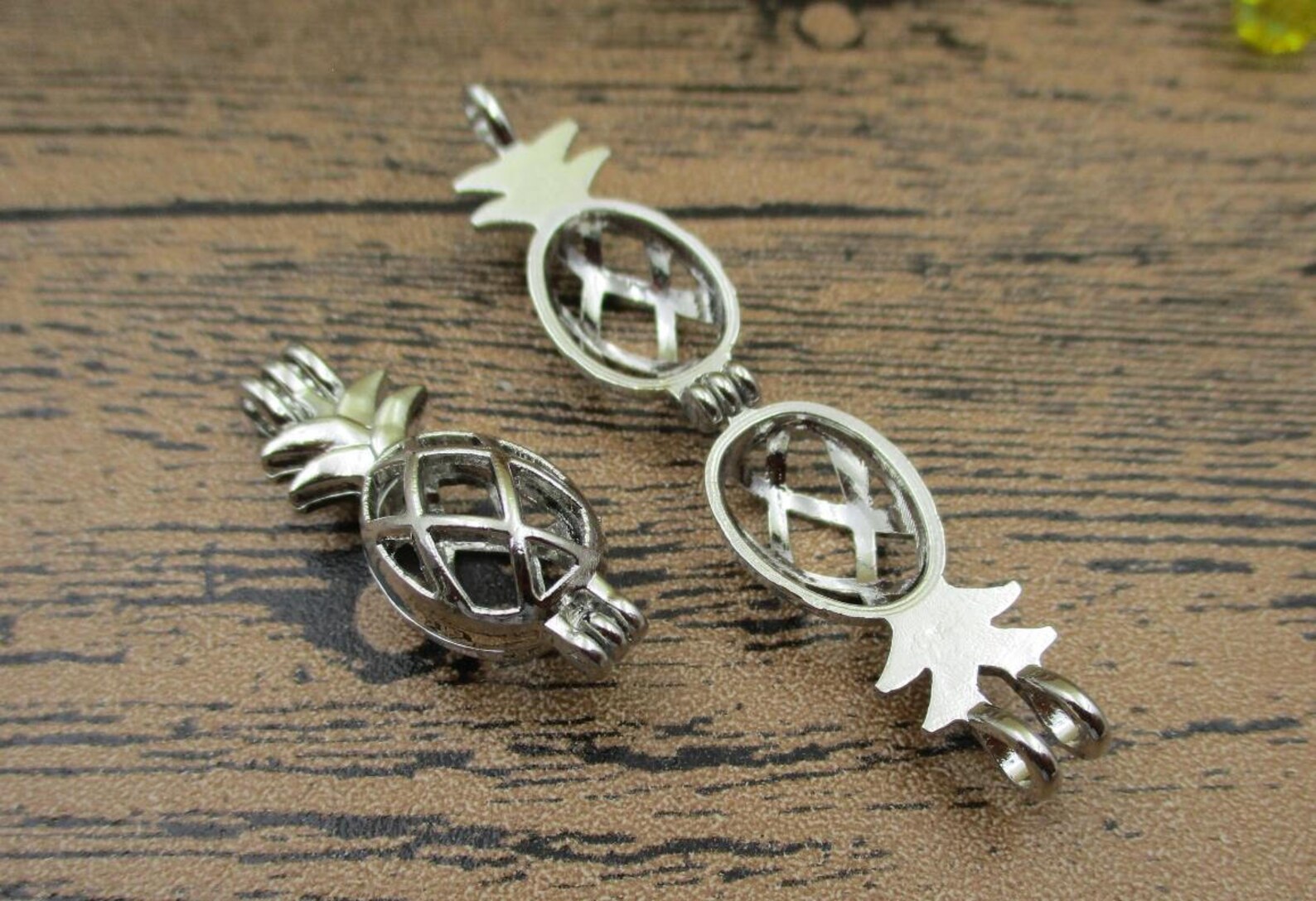2 Pineapple Cage Pendantshollow Filigree Lockets Fitting 8mm - Etsy