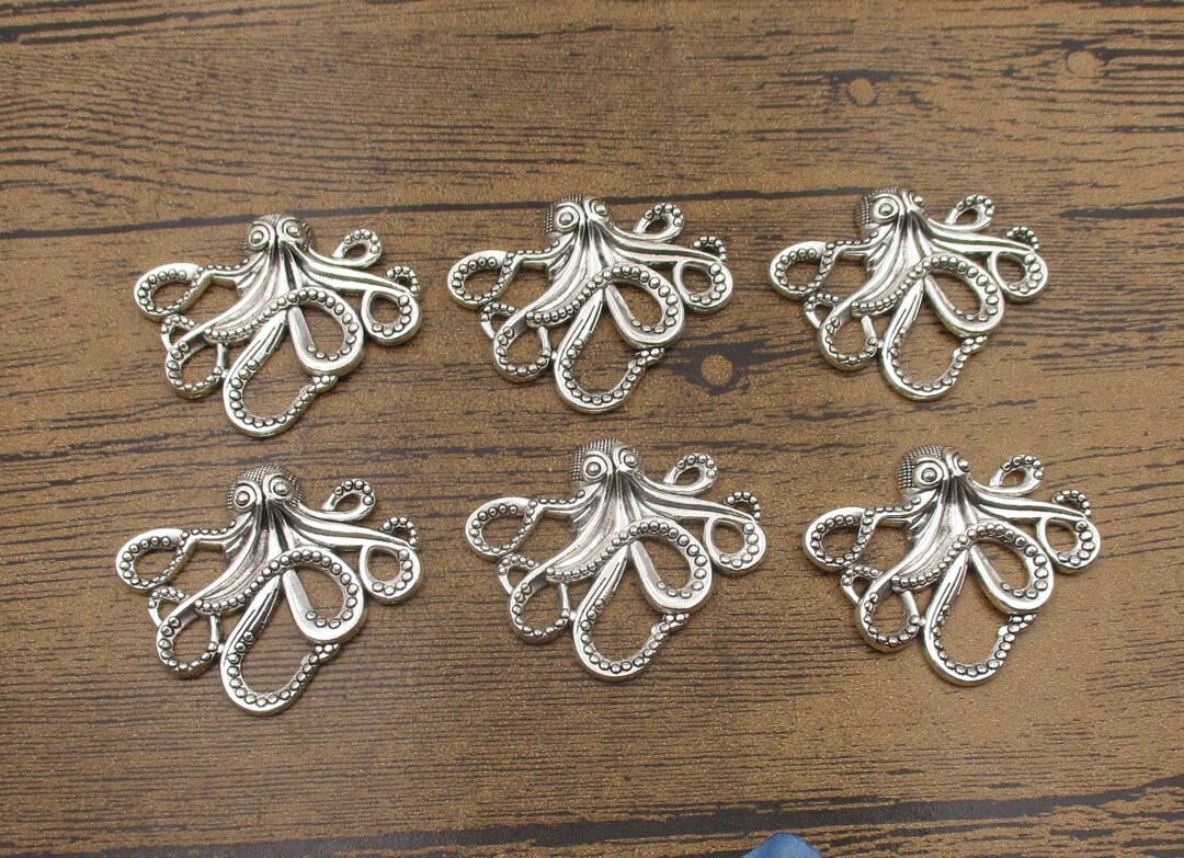30 Antique Silver Octopus Charms: Metal Alloy, 45mm - Etsy