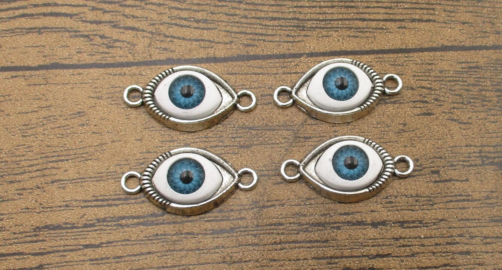 4 Eye Connector Charmsresin Eyessilver Tone-rs1234 - Etsy