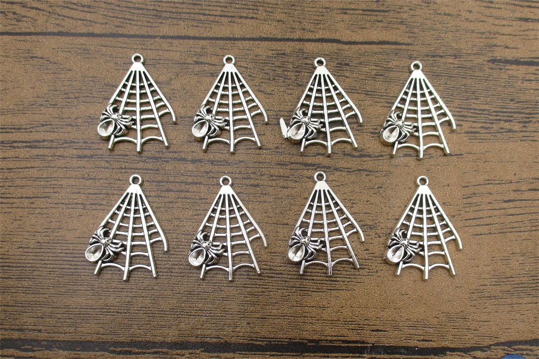 8 Spider Web Charms,antique Silver Tone-rs1387 - Etsy