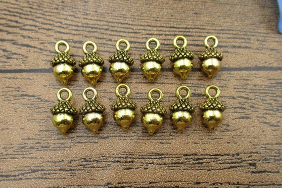 20 Acorn Charms Antique Gold Tone-rs068 | Etsy