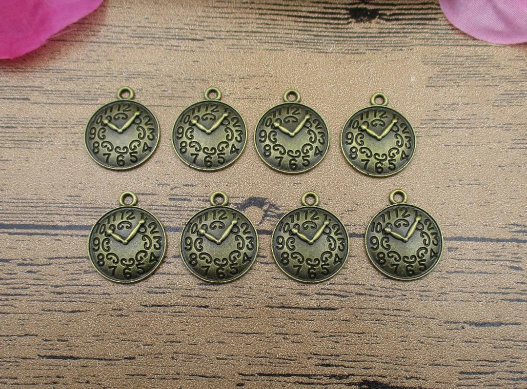 12 Clock Charms ,antique Bronze Tone-rs487 - Etsy