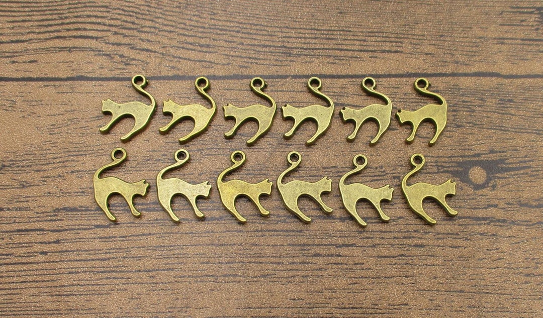 12 Angry Cat Charms,antique Bronze Tone Double Sided -RS755 - Etsy