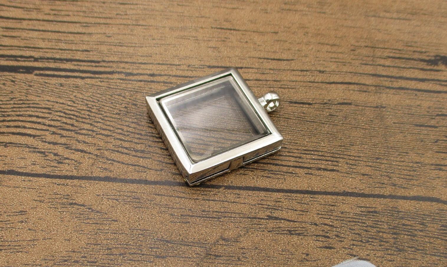 1 Square Glass Floating Locket Pendant With | Etsy