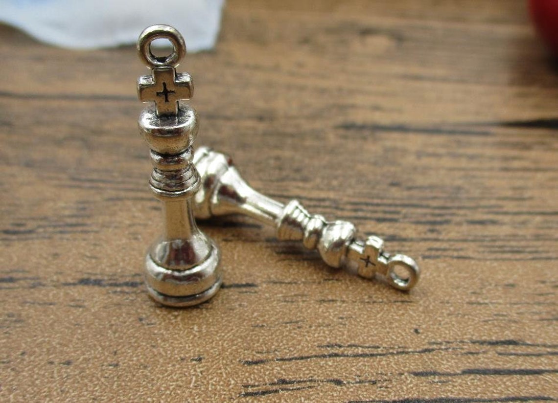 12 Chess Charms-kingantique Silver Tone 3D Charms-rs431 - Etsy