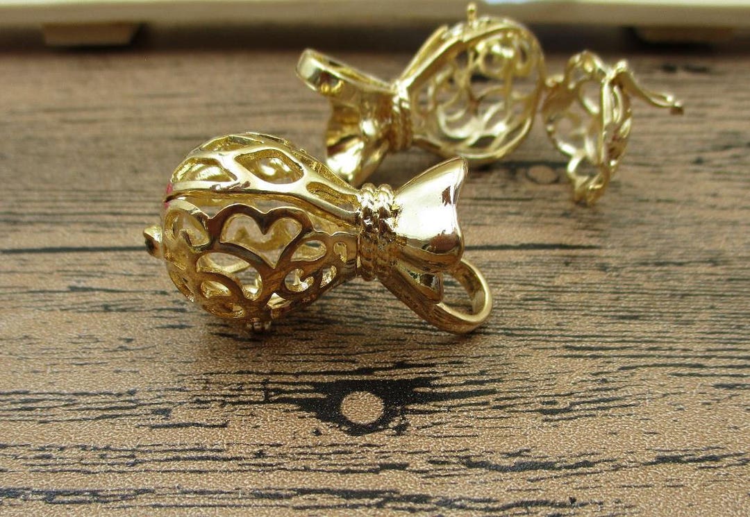 1 Money Bag Locket Pendant,hollow Filigree Cage Charm Gold Plated Color ...