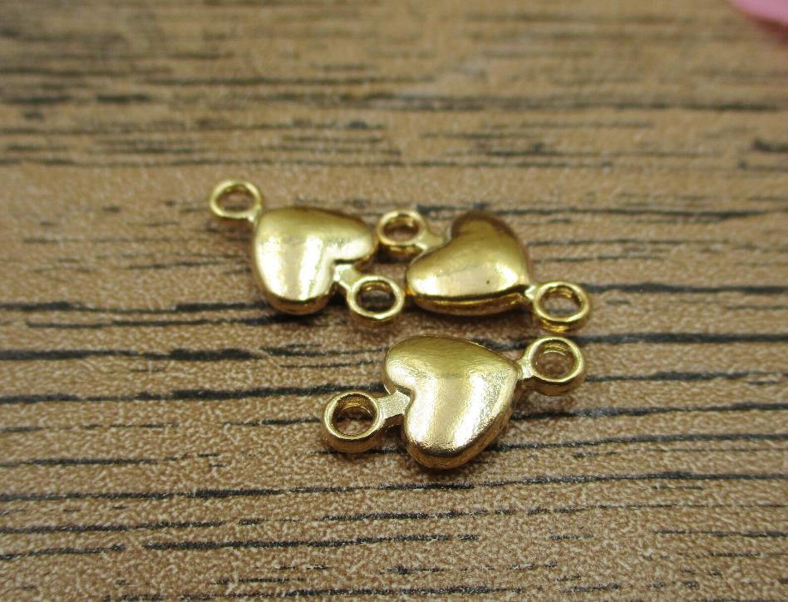 50 Heart charmsLove ConnectorGold ToneDouble Sided RS007 | Etsy