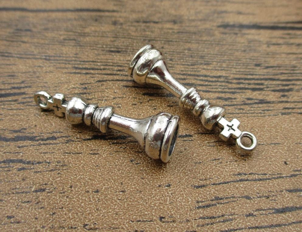 12 Chess Charms-kingantique Silver Tone 3D Charms-rs431 - Etsy