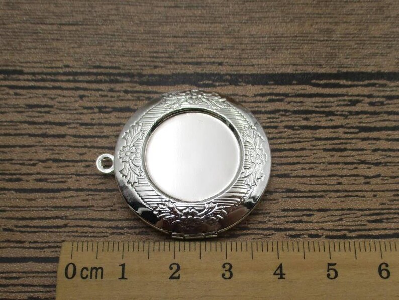 2 Round Bezel Photo Lockets Match 20mm Cabochon SetSilver | Etsy