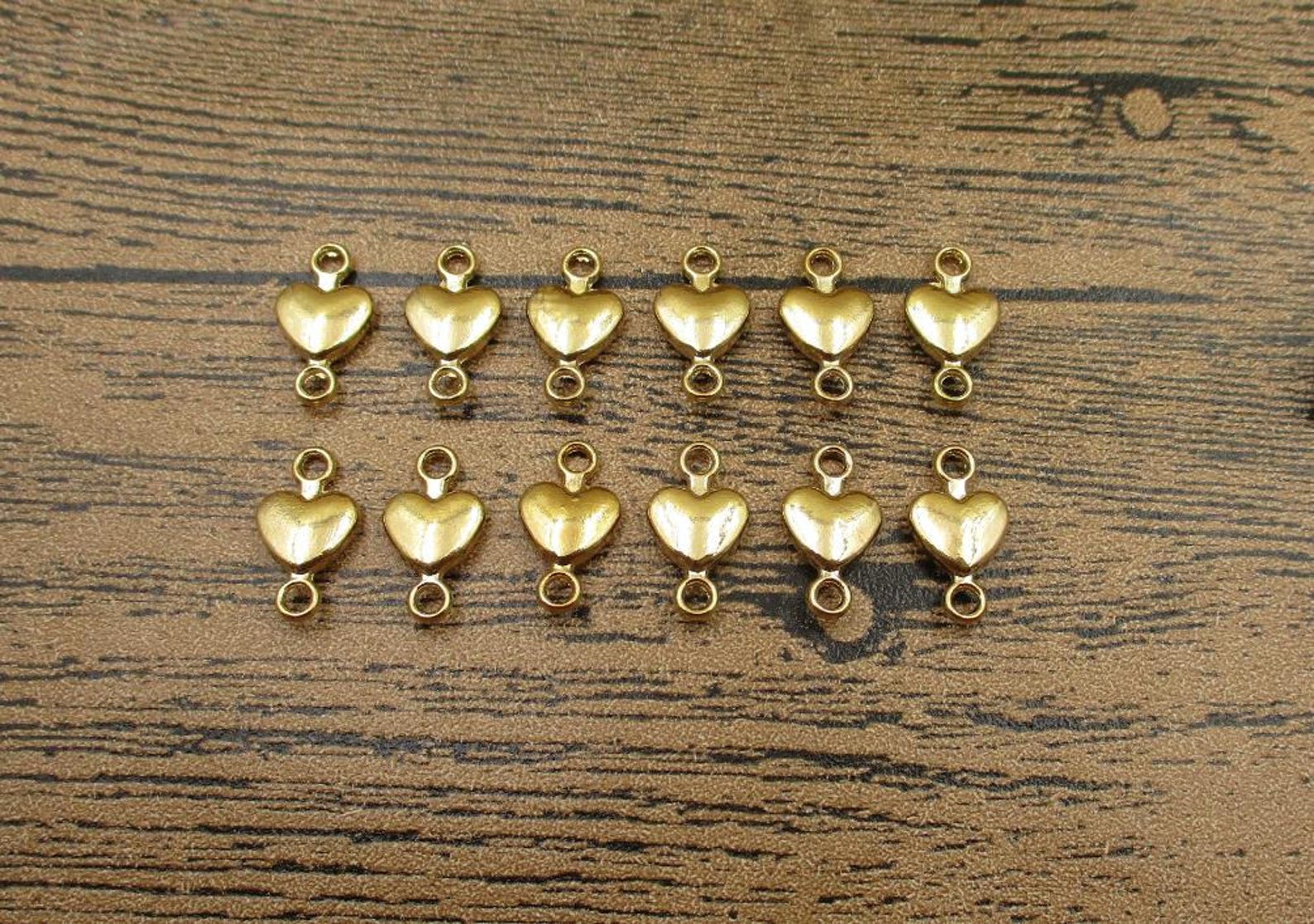 50 Heart charmsLove ConnectorGold ToneDouble Sided RS007 | Etsy