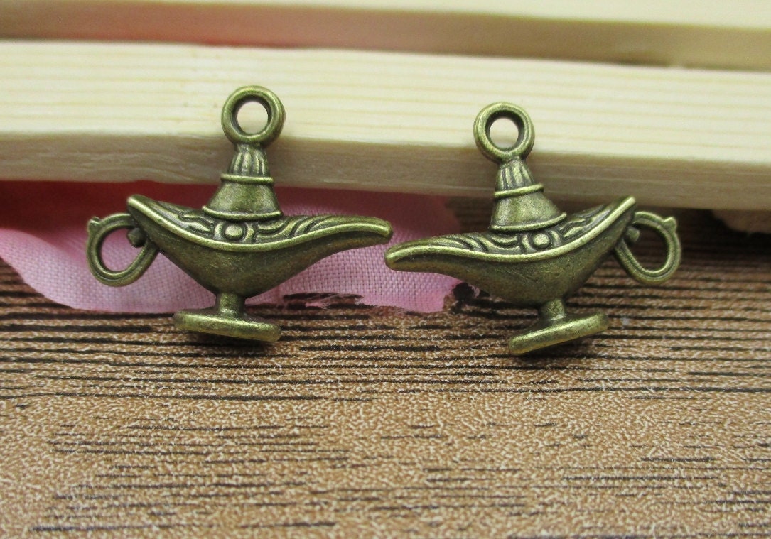 20 Wish Lamp Charmsantique Bronze Tone3d Charmsdouble - Etsy