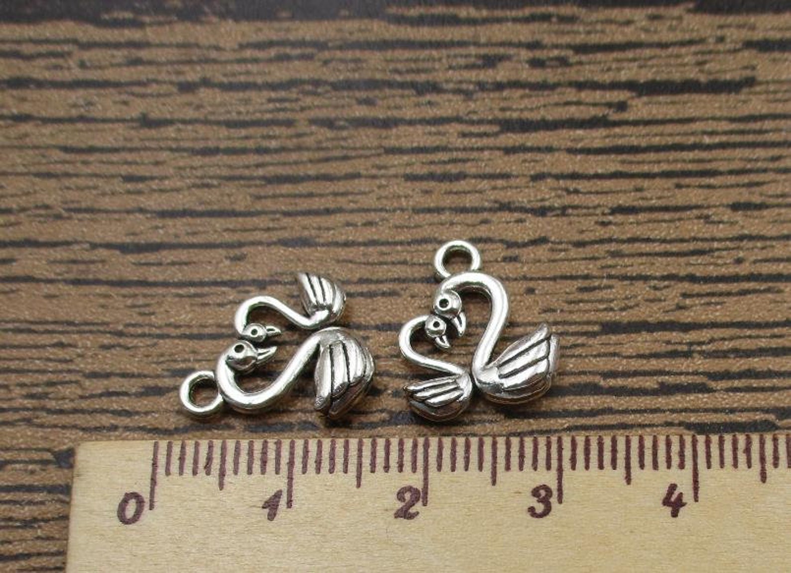 20 Double Swan Charms,antique Silver Tone Double Sided-rs867 - Etsy