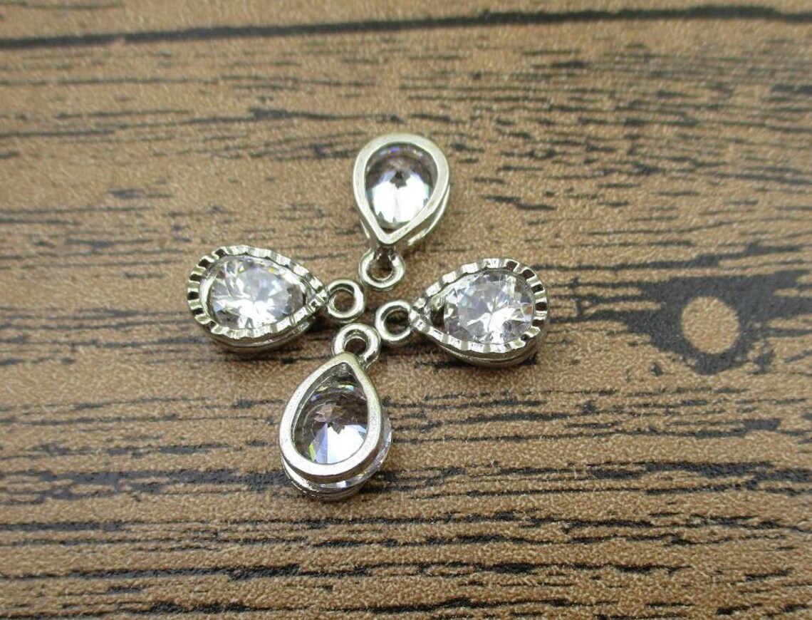 4 Drop Cage Pendants With Glass Diamond Insidesilver | Etsy