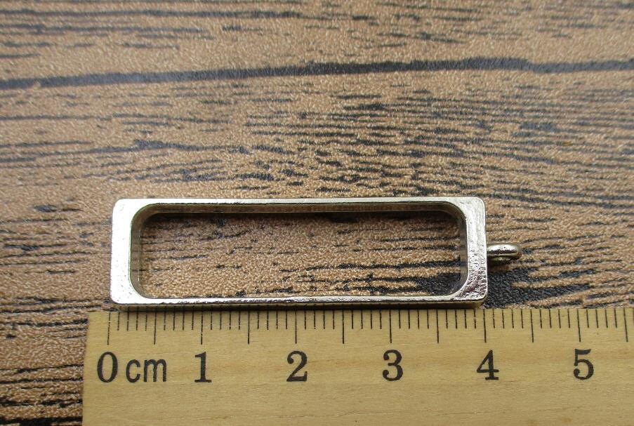 2 Slender Rectangle Open Bezel Pendants-10x35mm,locket Frame,antique ...