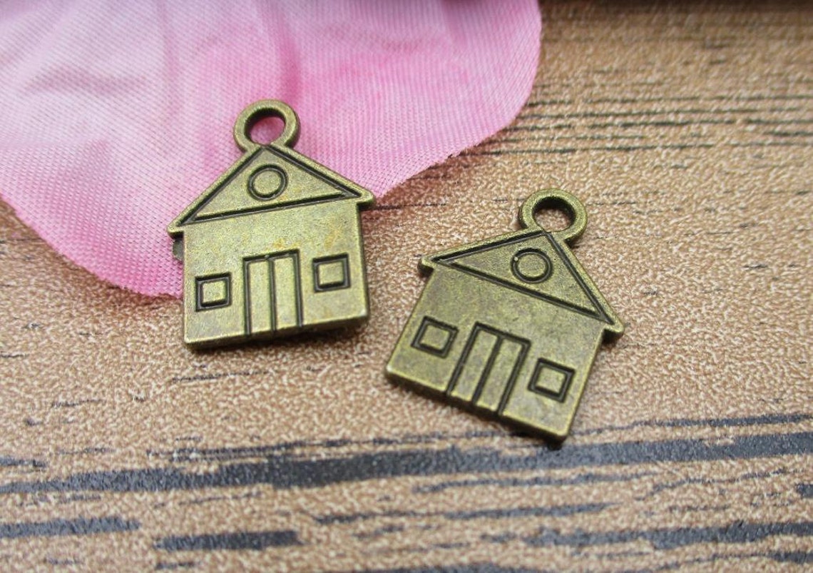 30 House Charms Antique Bronze Tonedouble Sided-rs463 - Etsy